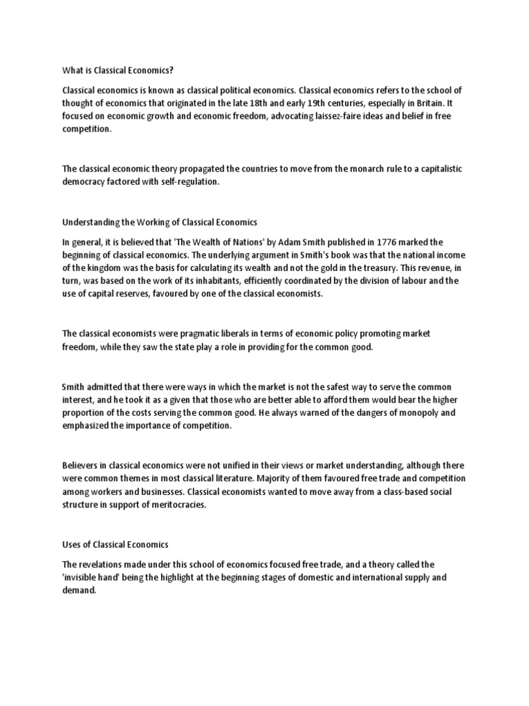 Overview of Classical Economics | PDF | Classical Economics | Economics