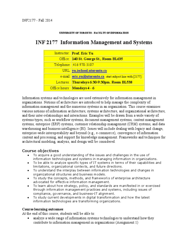 Information System Syllabus | Descargar gratis PDF | Turnitin | System