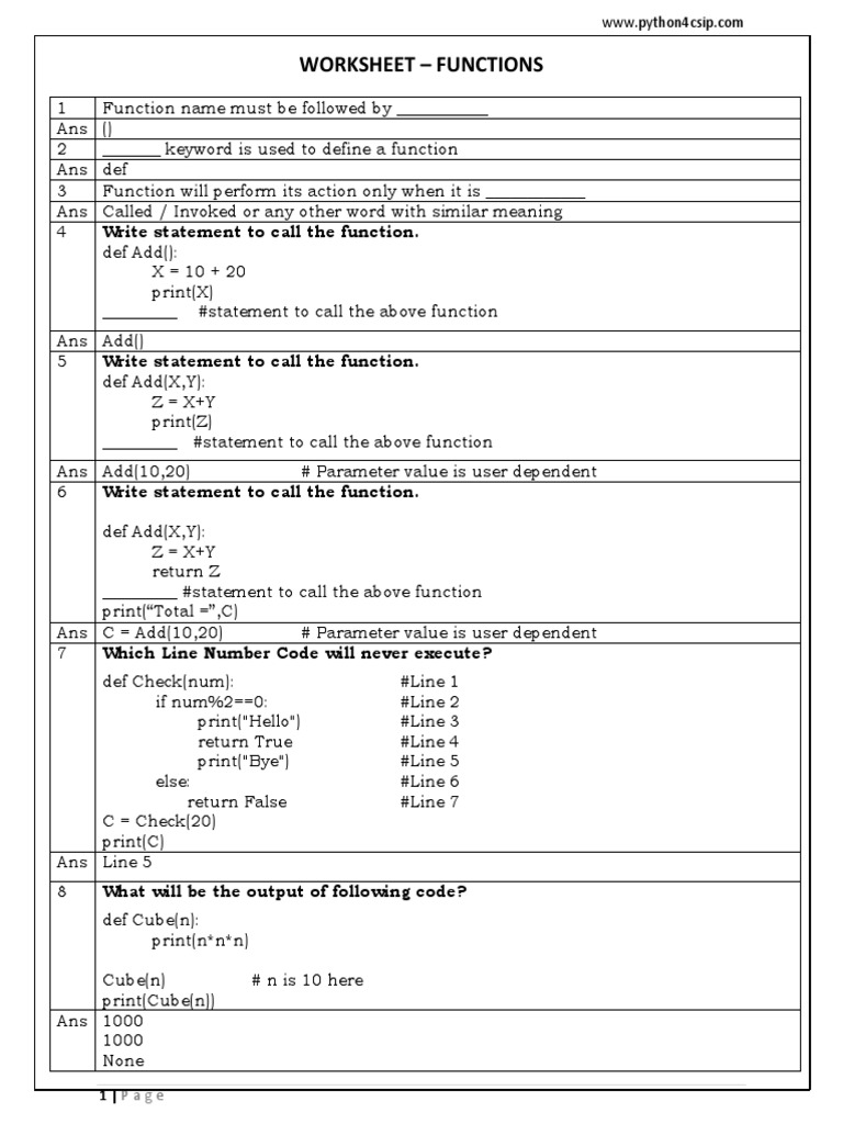 Solution Function Worksheet | PDF | Parameter (Computer Programming) | Subroutine