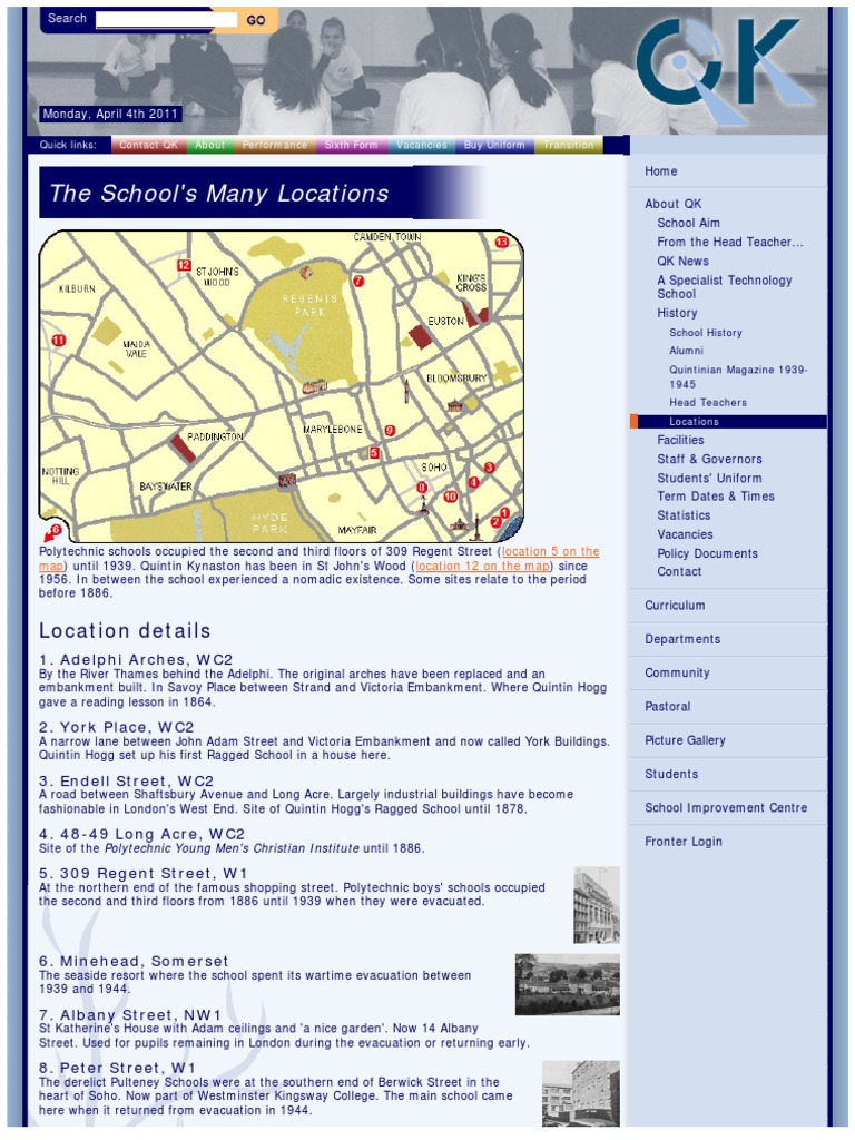 Quintin Kynaston School: History. | PDF