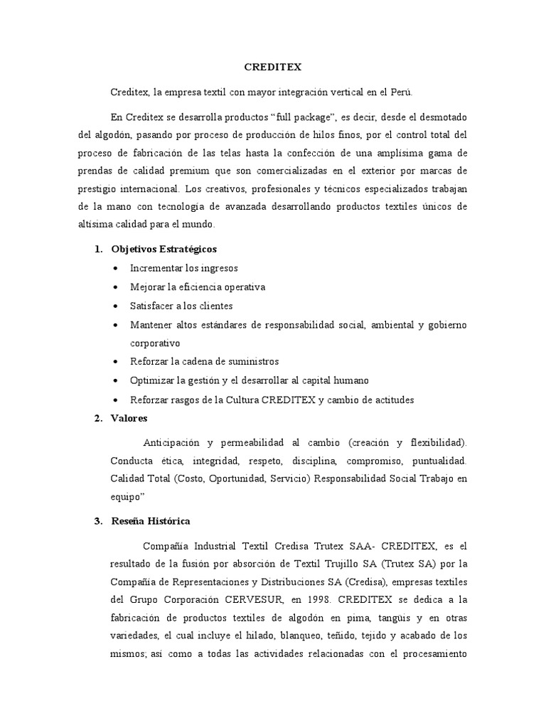 Creditex: Líder Textil en Perú | PDF | Textiles | Business