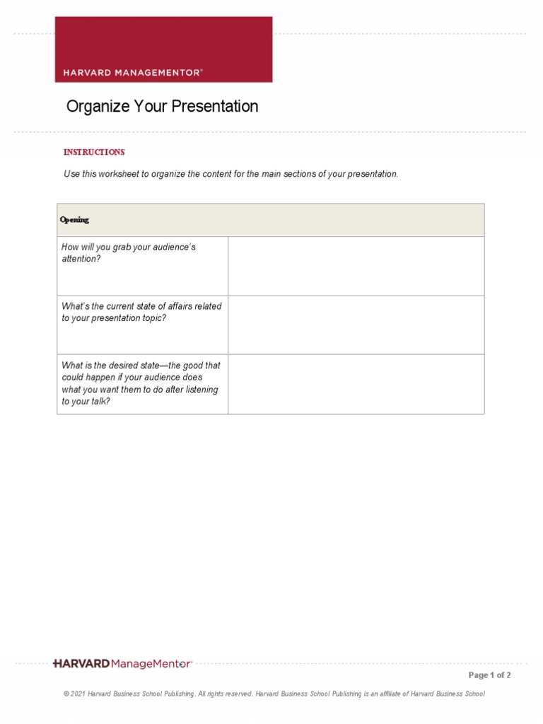 Organize Your Presentation Worksheet | PDF