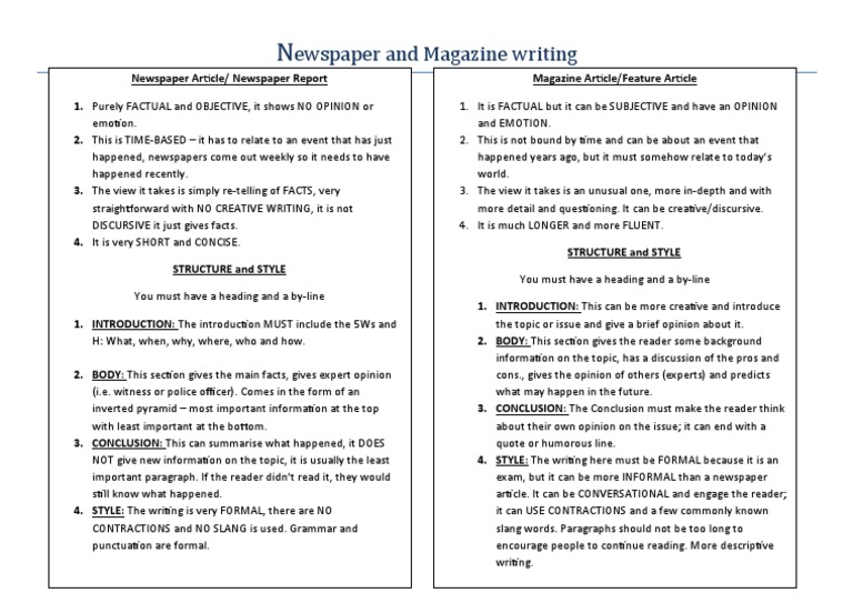 Newspaper Vs Magazine | PDF | Writing | Linguistics