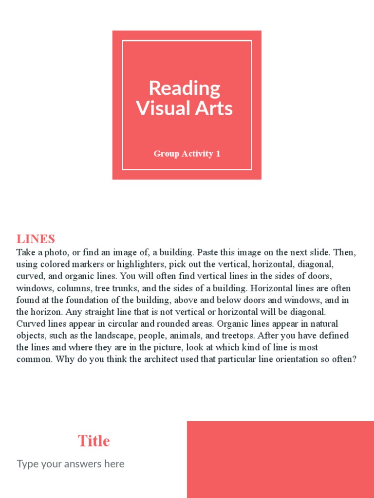 Reading Visual Arts: Group Activity 1 | PDF | Perspective (Graphical ...