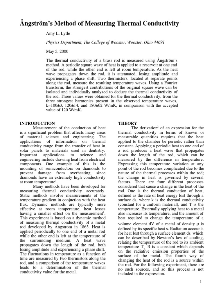 Angstrom Method Brass Rod | PDF | Waves | Heat