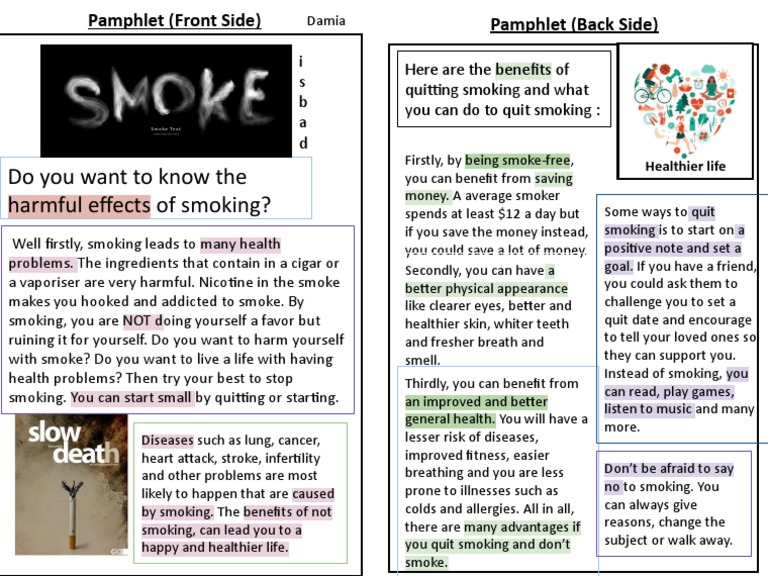 Pamphlet Template - Prevention of Smoking | PDF | Smoking | Smoking ...