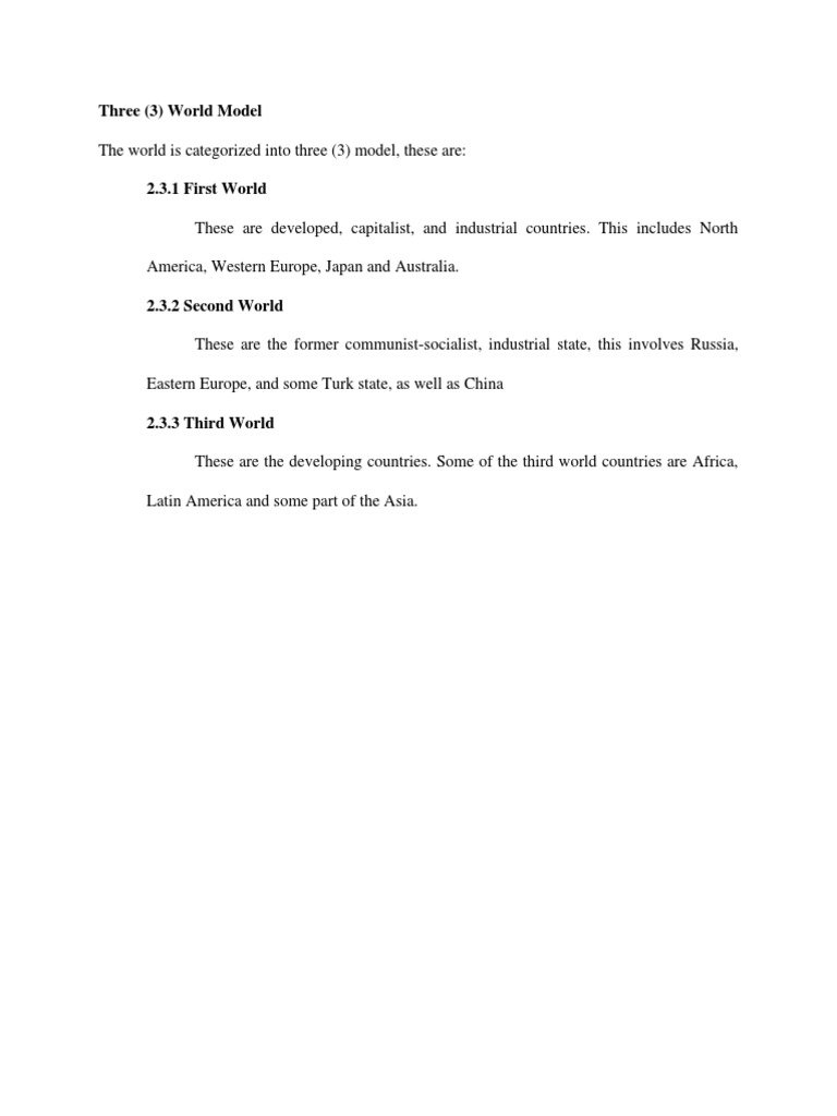 Three (3) World Model | PDF | Politics
