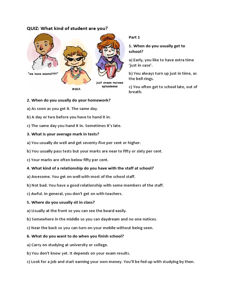 Student Type Assessment Quiz | PDF | Cognition