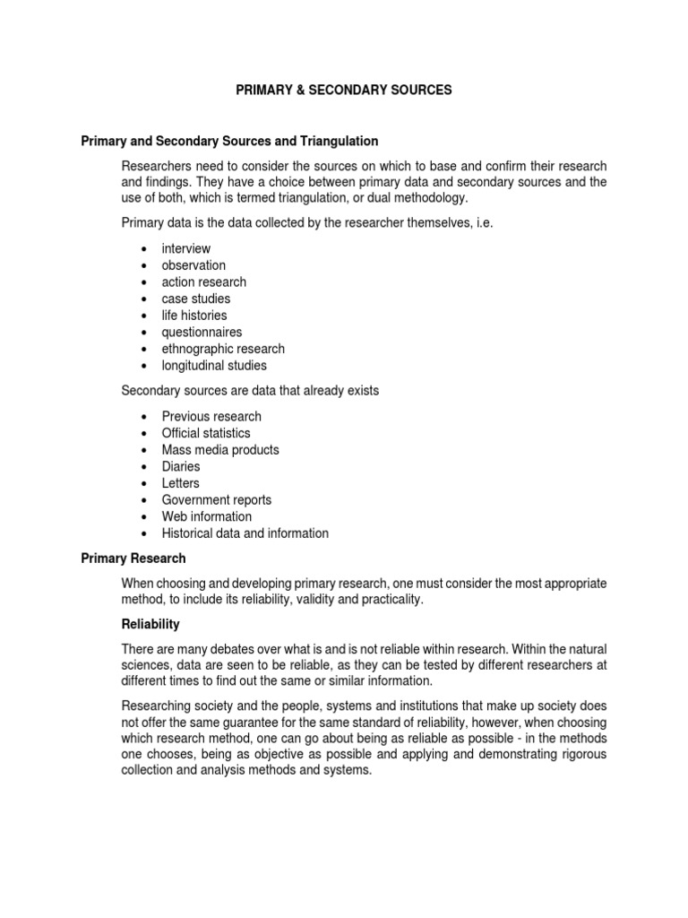 Lesson 02 Primary and Secondary Sources | PDF | Validity (Statistics ...