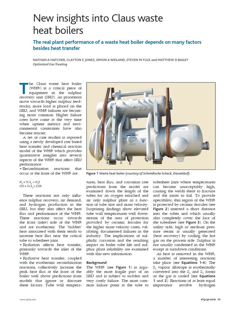SRU Unit Waste Heat Boiler | PDF | Heat | Chemical Kinetics