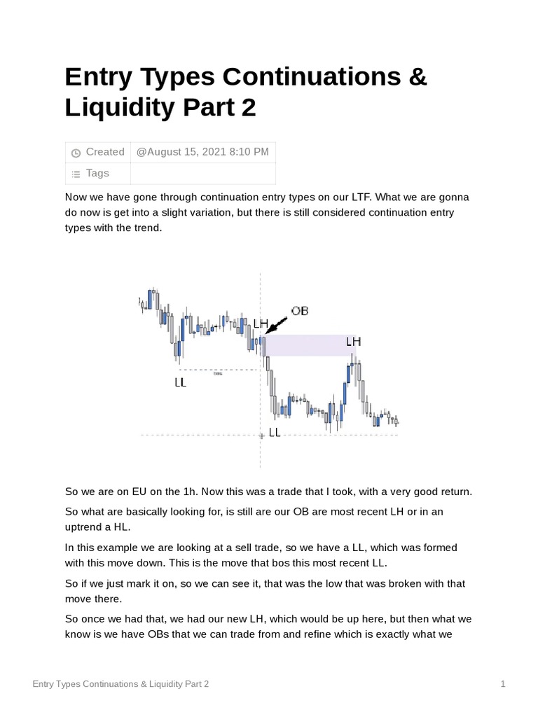 Entry Types Continuations Liquidity Part 2 | PDF | Market Liquidity ...