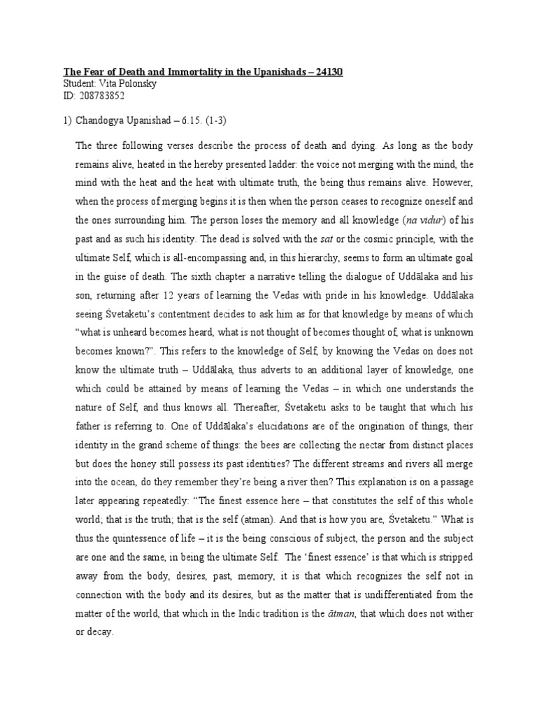 The Fear of Death and Immortality in The Upanishads | PDF | Ātman ...