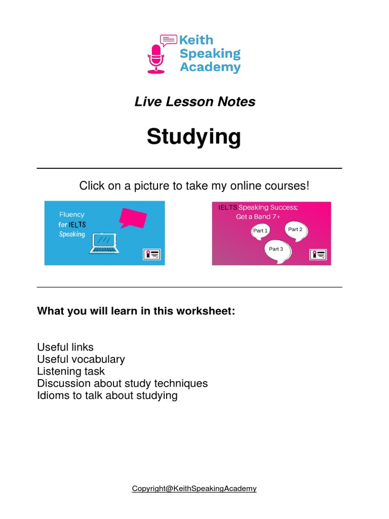 Studying: Live Lesson Notes | PDF | Test (Assessment) | International ...
