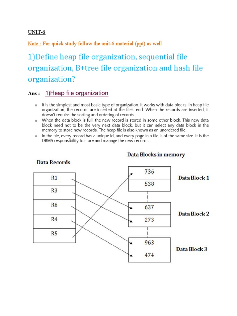 UNIT-6 Important Questions & Answers | PDF | Database Index | Databases
