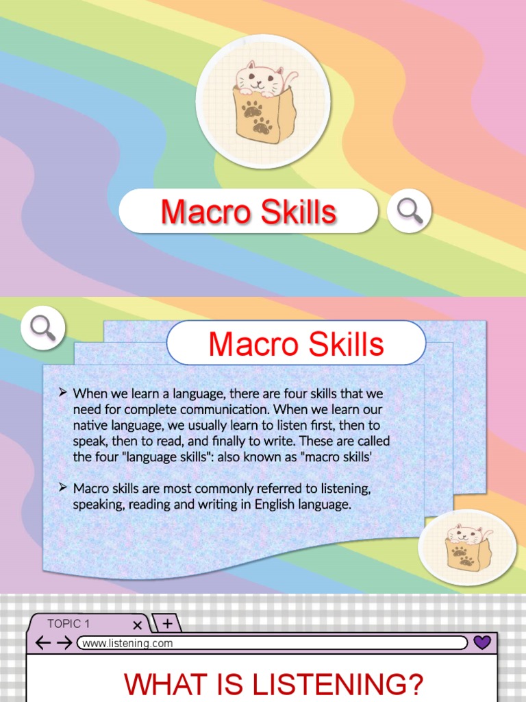 Developing Macro Skills in English Language | PDF | Top Down And Bottom ...