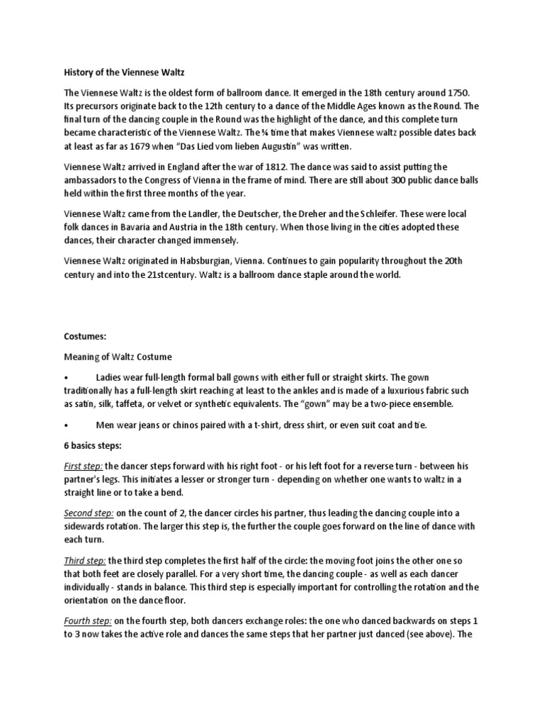 History of The Viennese Waltz | PDF | Waltzes | Dances