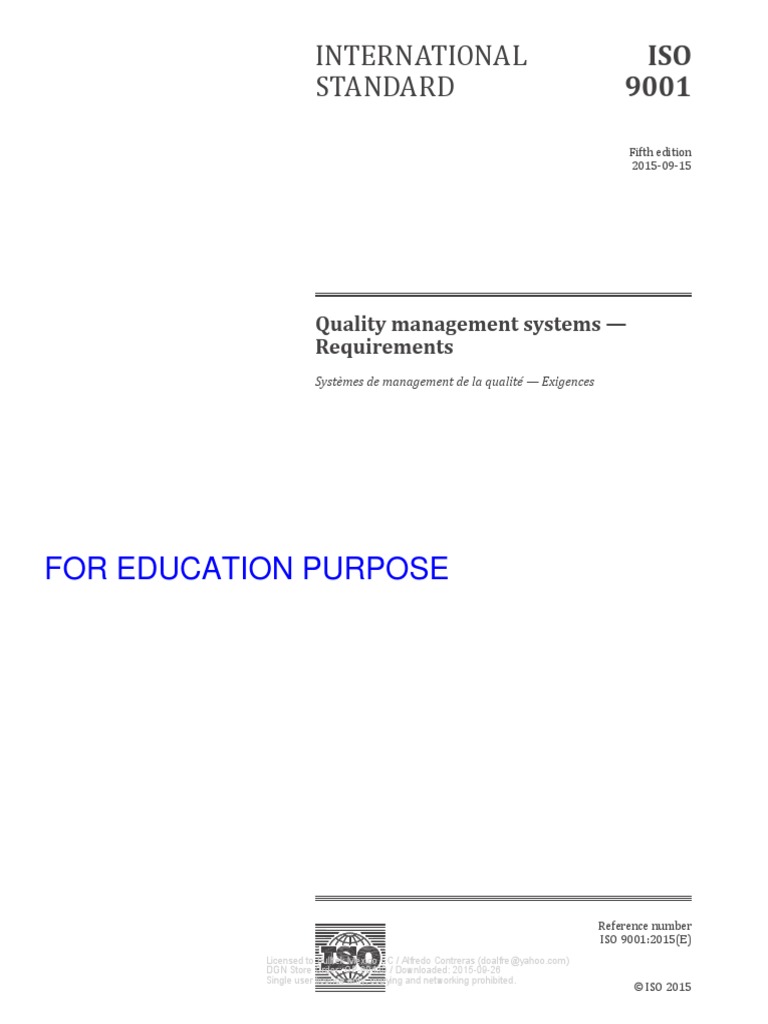 For Education Purpose: International Standard | PDF | International ...