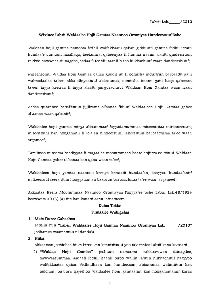 1wixinee Labsii Waldaa HG Oromiyaa | PDF