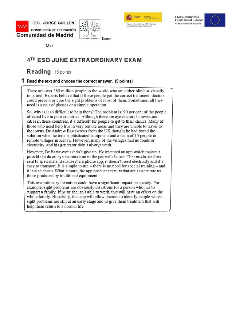 Ingles Extraordinaria 4o Eso 19 | PDF