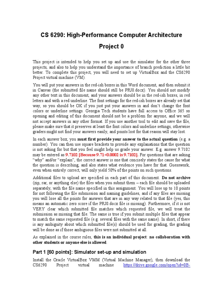CS 6290: High-Performance Computer Architecture Project 0: For Questions That Are Asking | PDF ...
