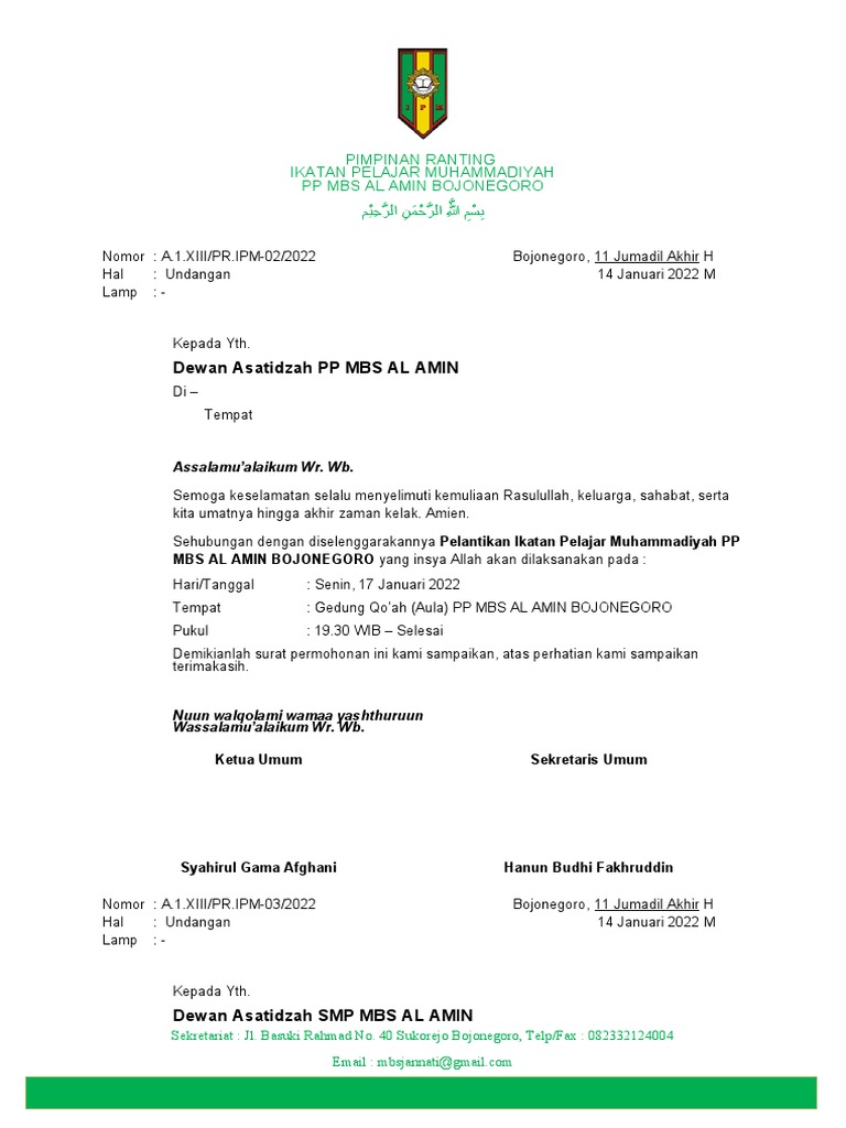 Surat Permohonan IPM Ke Asatid | PDF