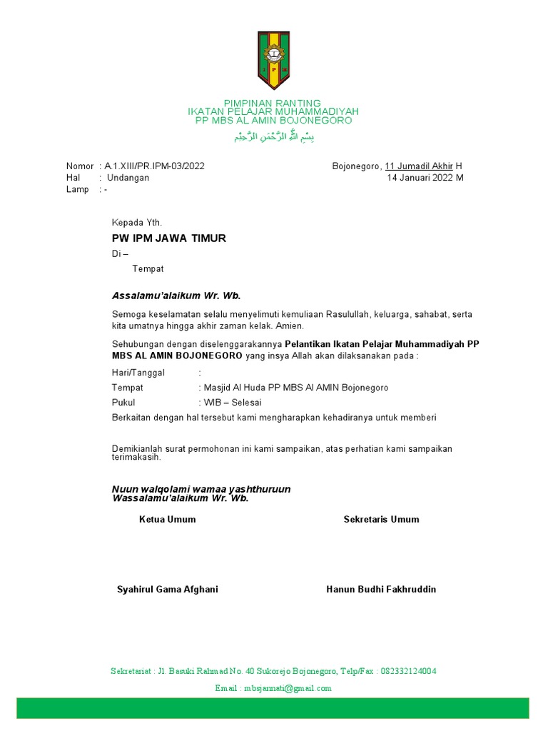 Surat Permohonan IPM Ke PW | PDF