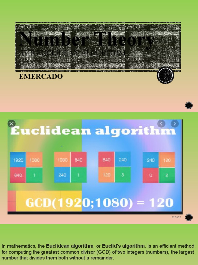 Number Theory: The Euclidean Algorithm Emercado | PDF | Theoretical ...