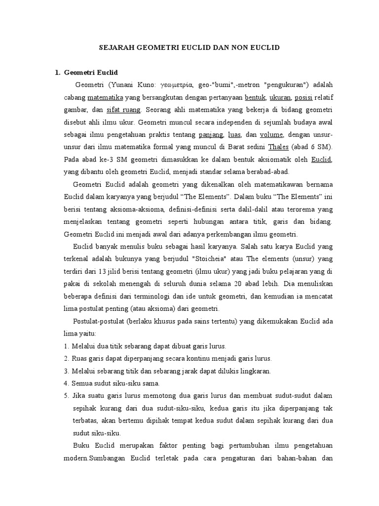 Sejarah Geometri Euclid Dan Non Euclid | PDF