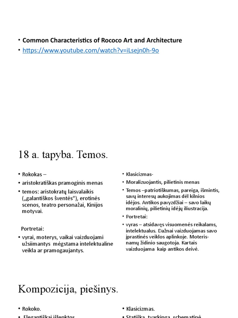 Rokokas Ir Klasicizmas N.D. | PDF