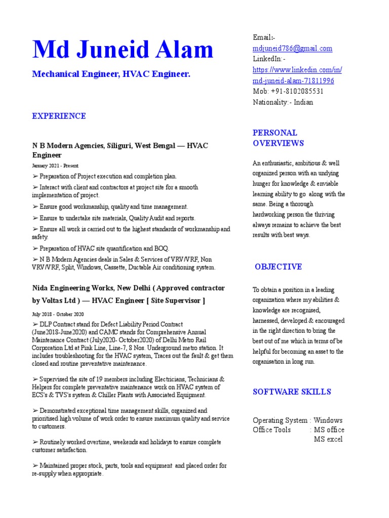 MD Juneid Alam Resume | PDF | Civil Engineering | Automation