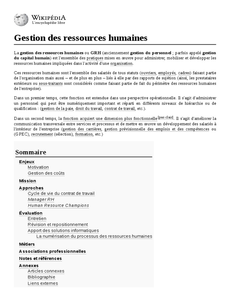 Gestion Des Ressources Humaines | PDF | Gestion des ressources humaines | Business