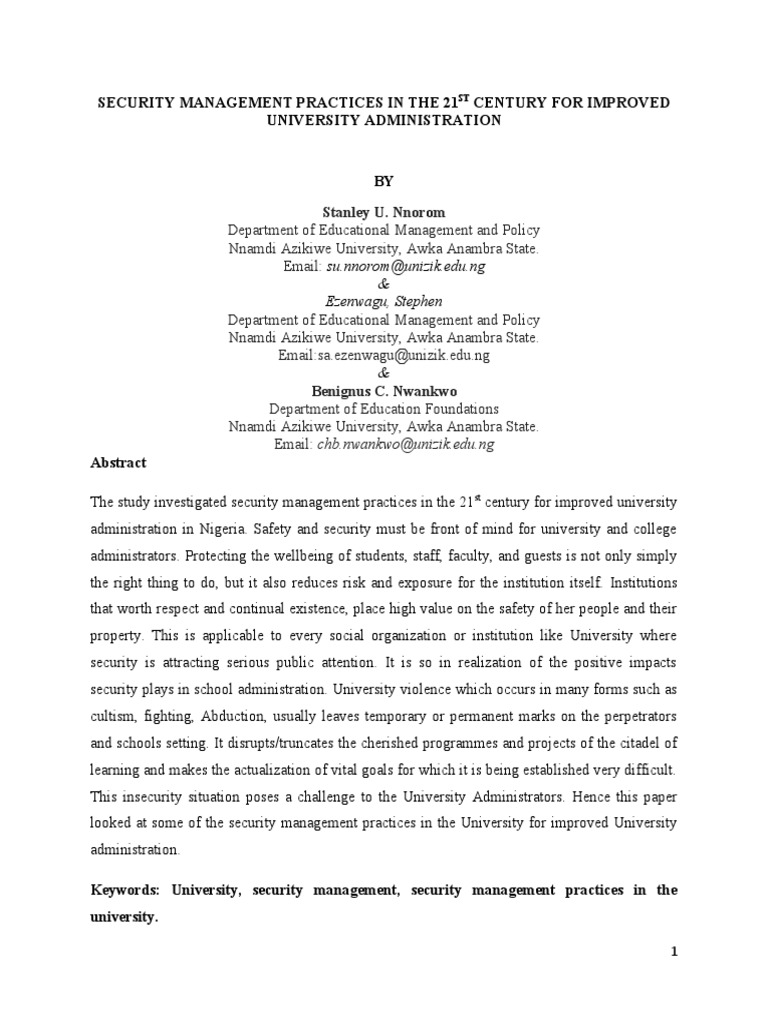 Security Management Practices in The 21st Century | PDF | Physical ...