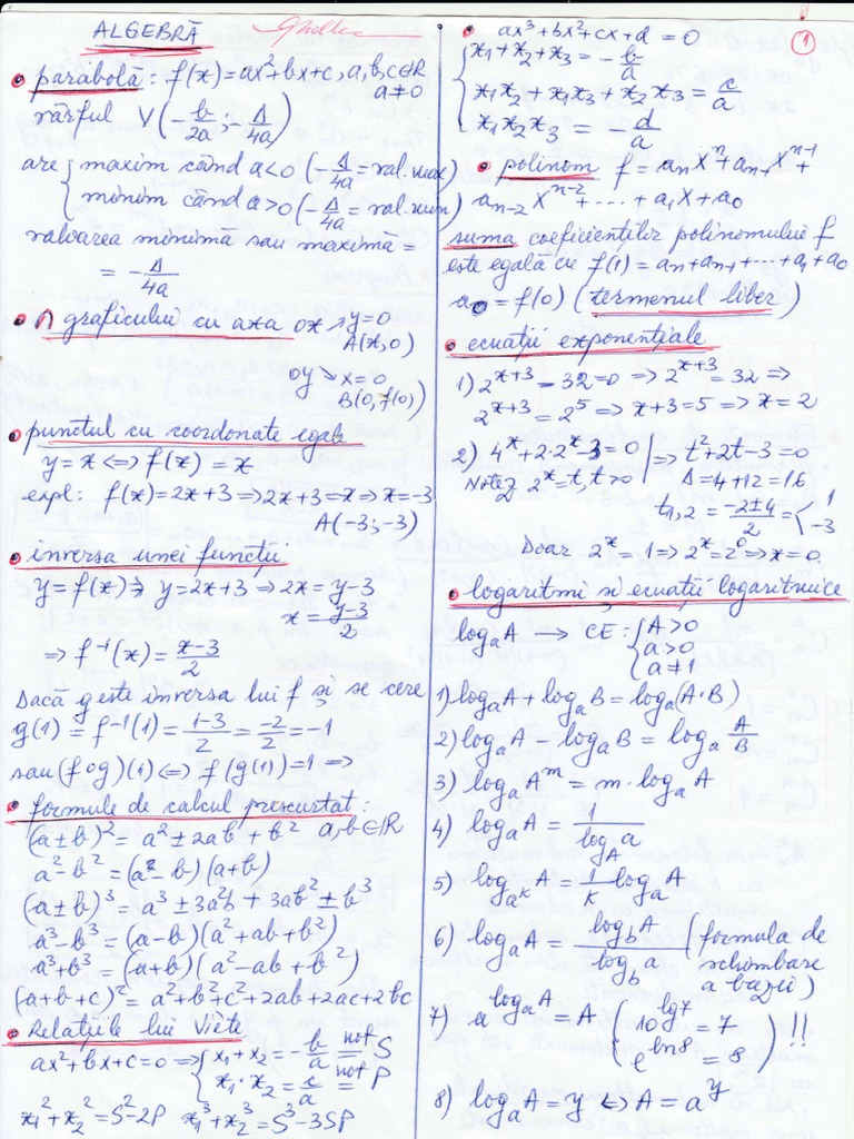 Formule Matematica | PDF | Teaching Methods & Materials | Science & Mathematics