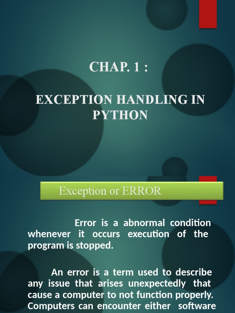 Exceptionalhandling Final Pdf Programming Language Python