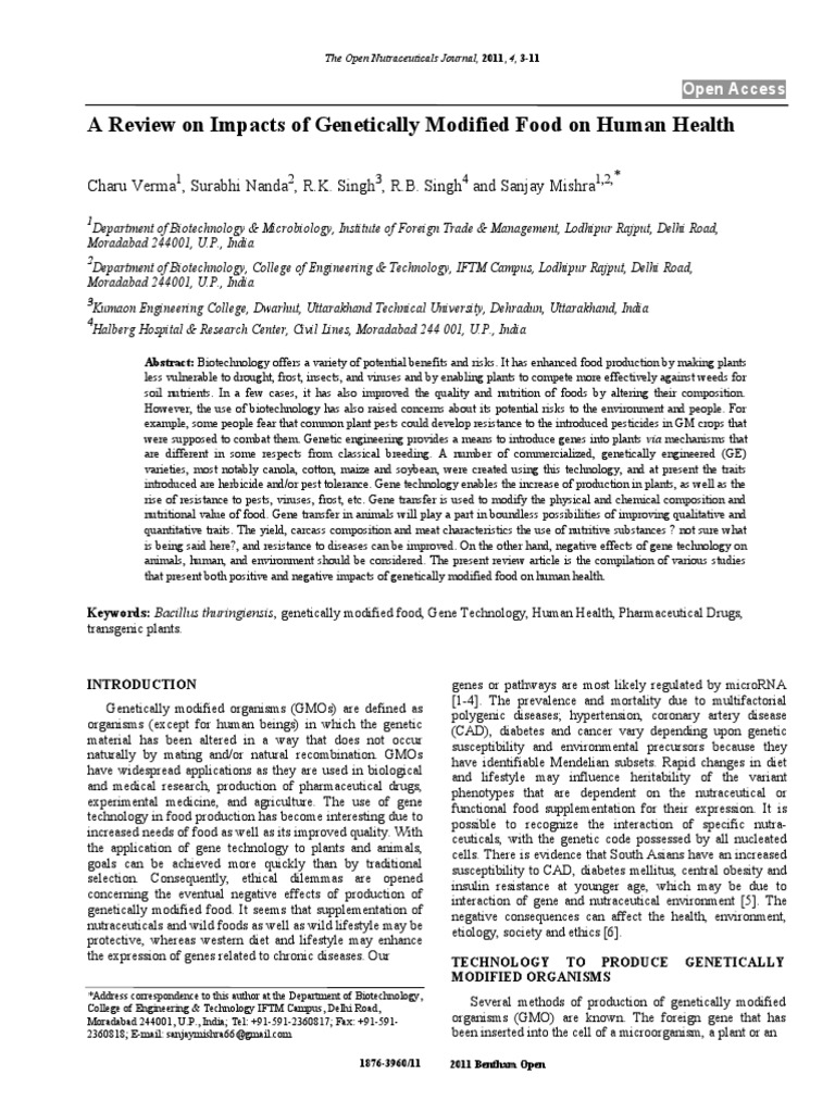 A Review On Impacts of Genetically Modified Food On Human Health | PDF ...