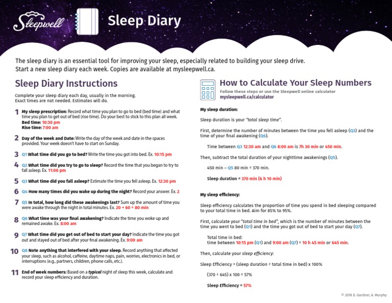 Sleep Diary Instructions | PDF | Sleep | Neuroscience