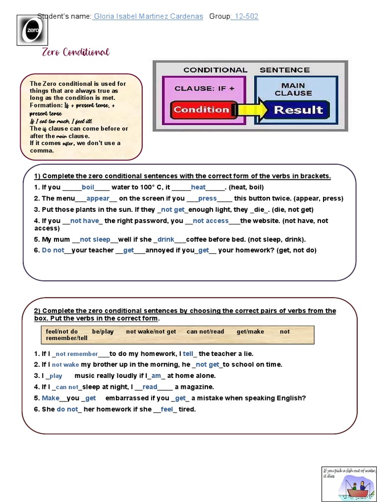 Zero Conditional Exercises Grammar | PDF