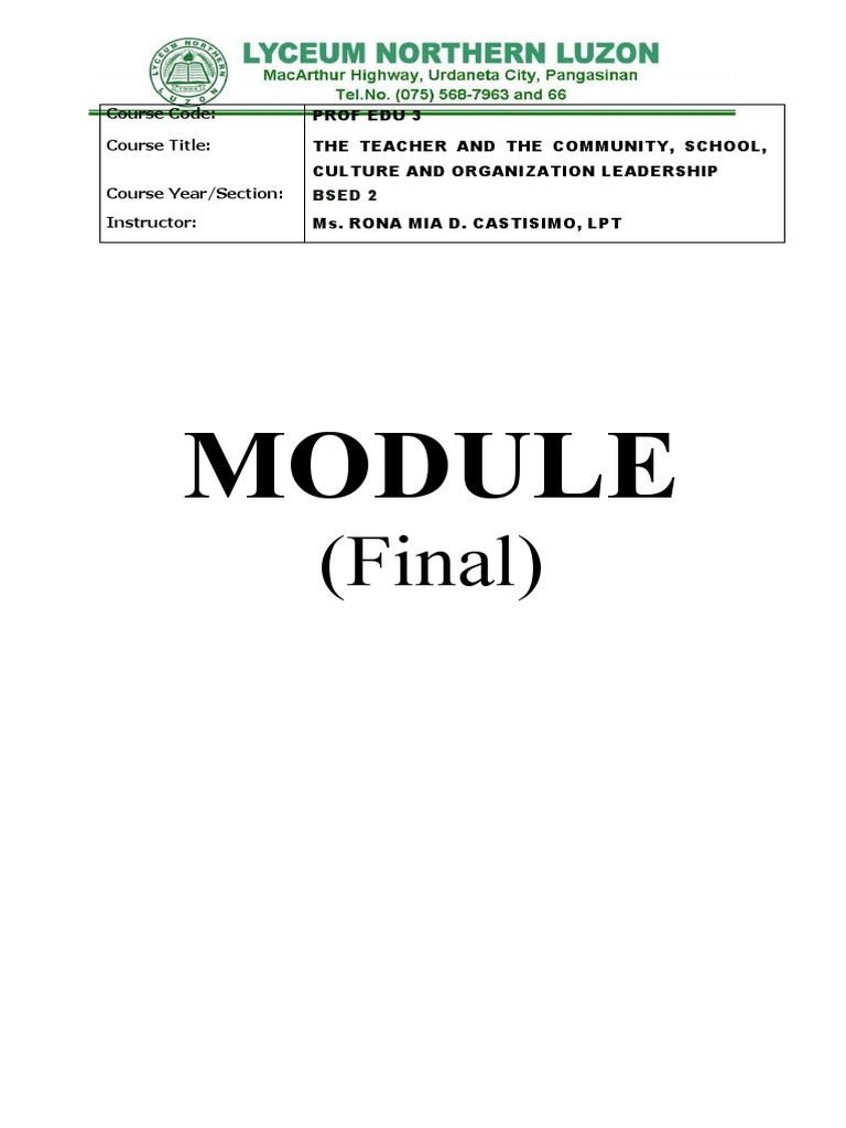 (Final) : Course Code: Course Title: Course Year/Section: Instructor ...