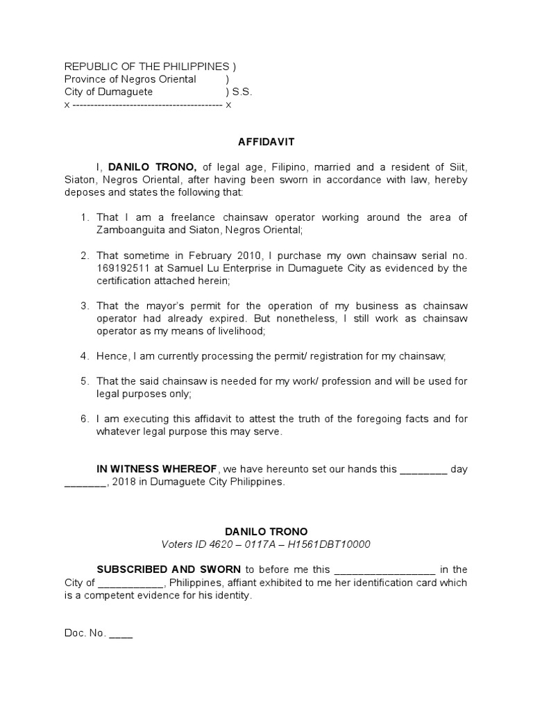 Sworn Statement Sample 3 | PDF