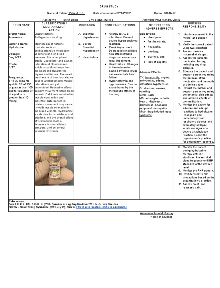 Hydralazine DS | PDF | Blood Pressure | Heart