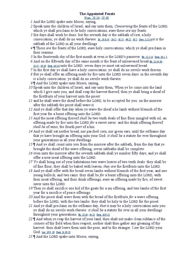 The Appointed Feasts | PDF | Passover | Sacrifice