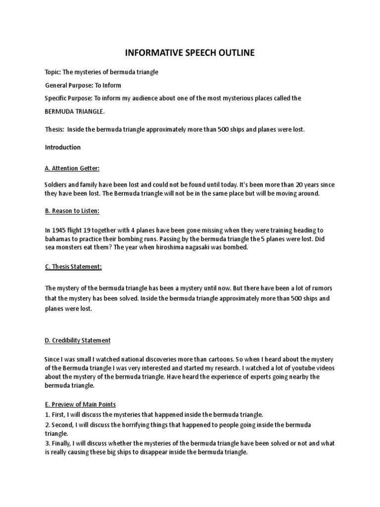 Informative Speech Outline | PDF