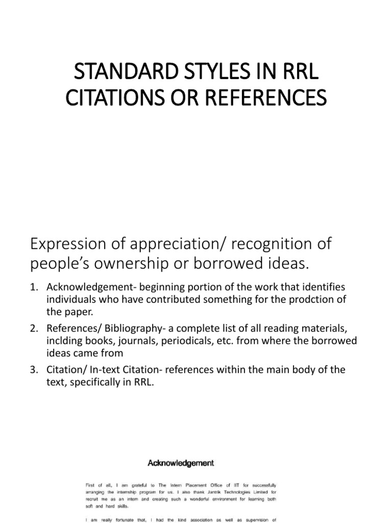 Standard Styles in RRL Citations or References | PDF | Citation ...
