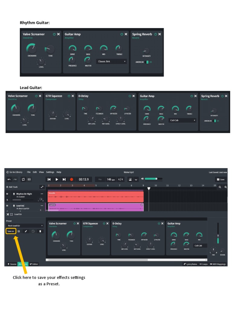BandLab Rock Guitar Settings | PDF