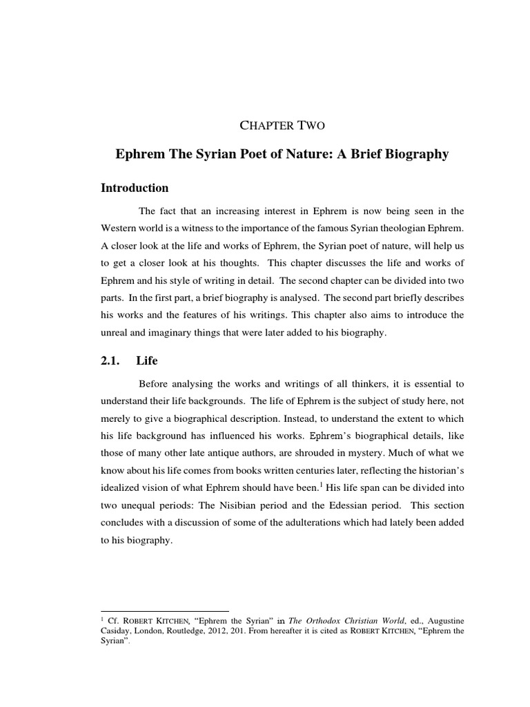 Ephrem The Syrian Poet of Nature A Brief Biography | PDF