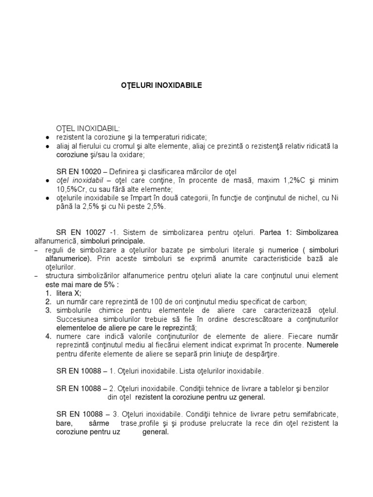 Oteluri Inoxidabile | PDF