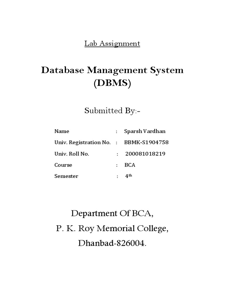 Sparsh DBMS Revised | Download Free PDF | Databases | Software Engineering