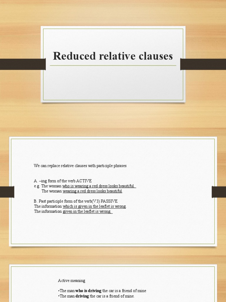 Reduced Relative Clauses | PDF