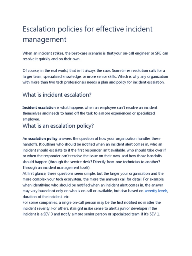 Effective Incident Escalation Policies | PDF | Matrix (Mathematics ...