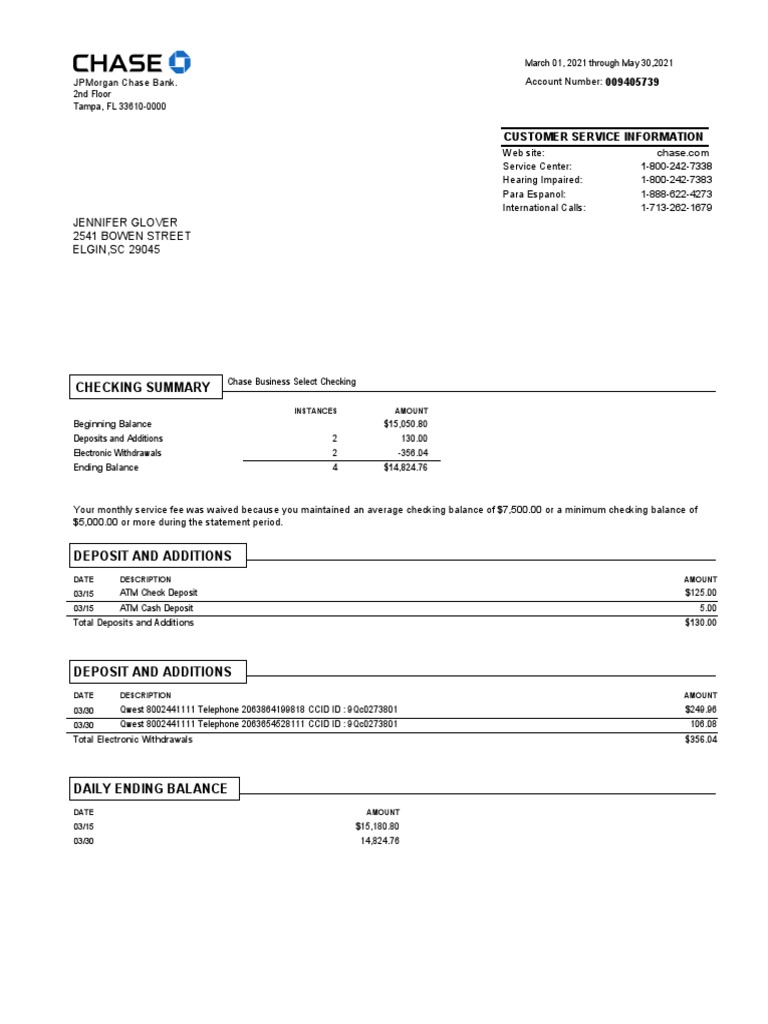 My Chase Statement | PDF | Chase Bank | Banks